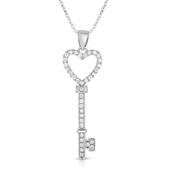 Jewelry | Genuine Diamond Accent Key Pendant In 925 Sterling Silver And ...